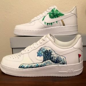 Nike | Shoes | Customized Airforce Custom Painted Japanese Wave | Poshmark